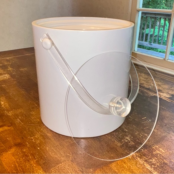 Vintage | Dining | Vintage White Vinyl Ice Bucket With Lucite Handle ...